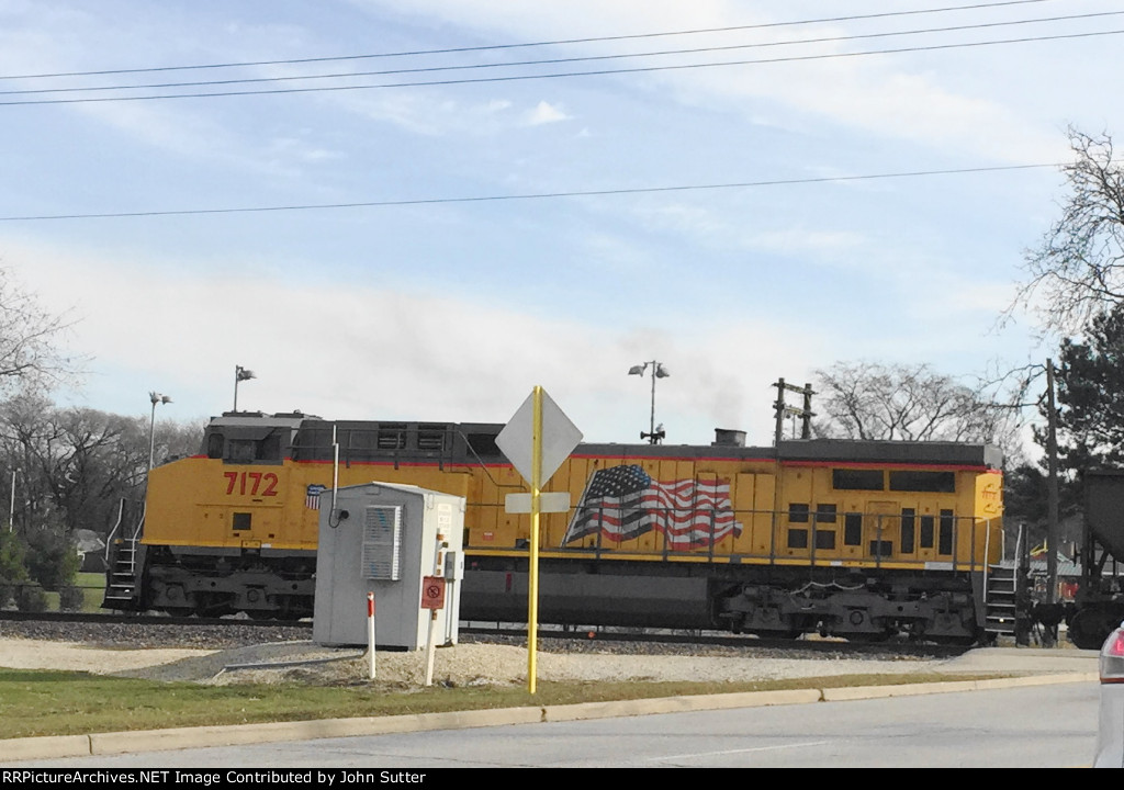 UP 7172, in a recent repaint (American flag)